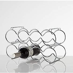 Dependable Stackable Table Top Wine Rack Holds 4 Wine Bottles Silver Chrome