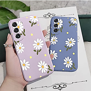 Sunswim Galaxy S21+ Plus Case - Cute Daisy, Full Camera Lens Protection, Slim Shockproof TPU Bumper, Liquid Silicone, 6.7" - Purple