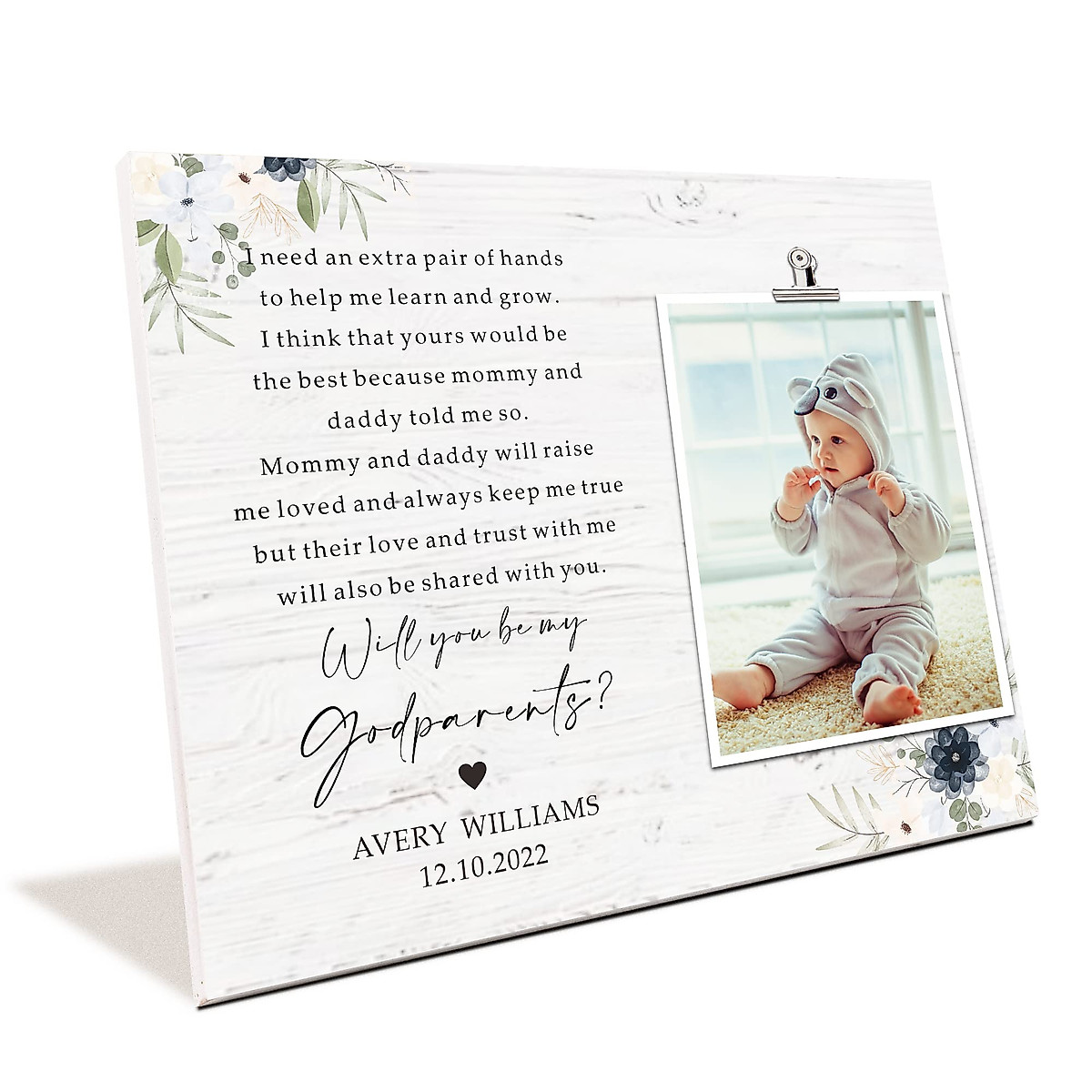 FDFHOME Thank You Gift For Godparents Godparents Picture Frame from Godchild, God Parents Presents, Will You Be My Godparents, Christmas Gift for Godparent Baptism Gift for Godparents 8x15 Inch