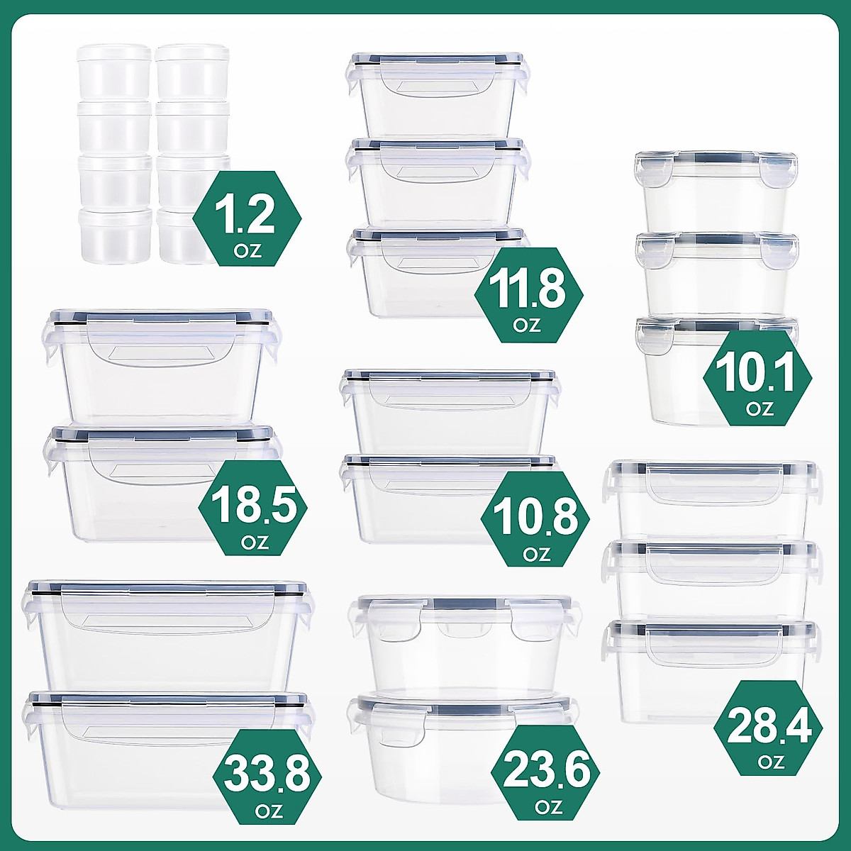 48PCS Food Storage Containers with Lids Airtight (24 Easy Snap Lids +24 Airtight Containers), Leakproof & BPA-Free Plastic Kitchen Organization Set for Lunch, Meal Prep with Free Labels & Marker