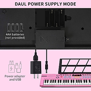 24HOCL 61 Keys Keyboard Piano, Kids Piano Keyboard with UL Adapter, Stand, Built-In Speaker, Mic, Portable Electronic Keyboard for Boys, Girls, Beginners Birthday Holidays Best Gifts