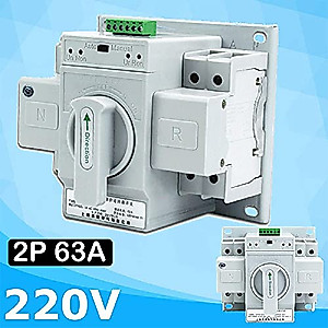 AC 220V/110V 2P 63A Dual Power Automatic Transfer Switch Dual Power Generator Changeover Switch 50HZ/60HZ Automatic and Manual