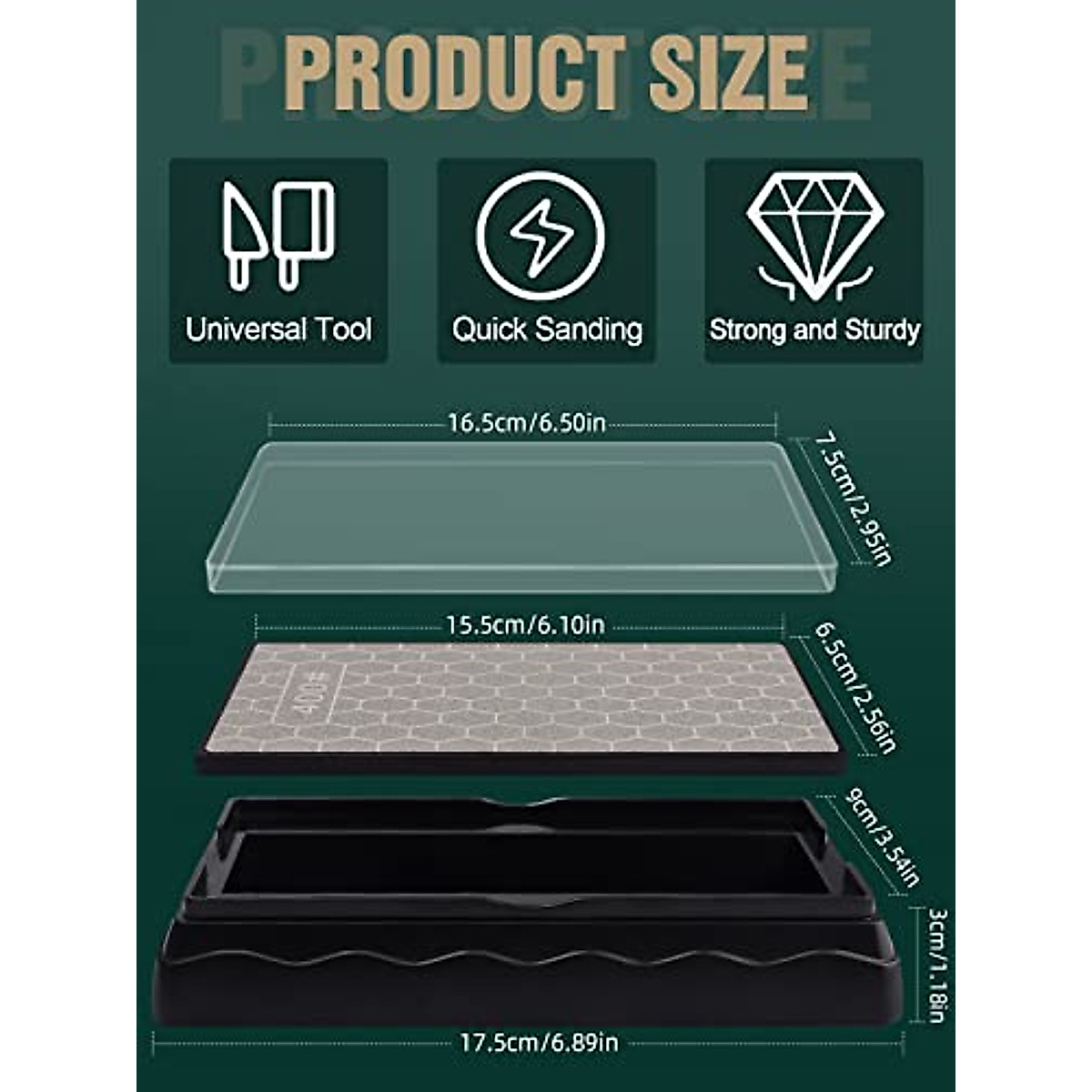 Double-Sided Diamond Sharpening Stone, Kalolary Knife Sharpener Stone Whetstone Honeycomb Surface Plate with Non-slip Base for Scissors Knives Outdoor Kitchen Sharpen Tools (400/1000 Grit, 150 x 63mm)