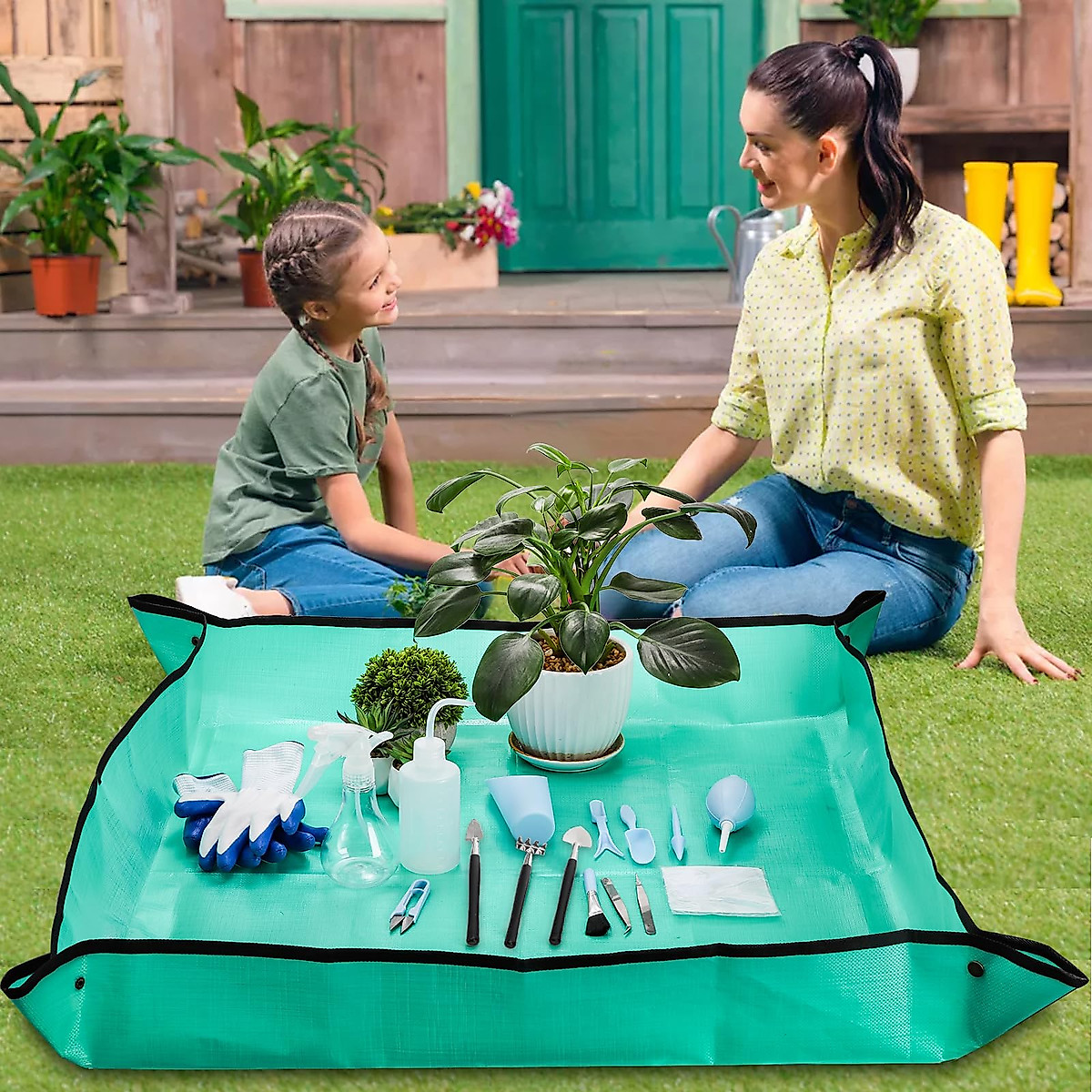 TOPZEA 23 Pack Succulent Tool Set, 39.4" Plant Repotting Mat Indoor Transplanting Tools Supplies Miniature Succulent Hand Tools with Plant Potting Mat, Garden Mini Gardening Tools Set for Plant Care