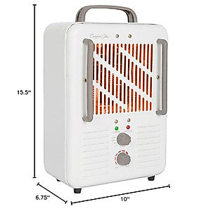 Comfort Glow EUH341 Milkhouse Style Electric Heater 5,200 Btu, White, Length: 7in, Width: 10.25in, Height: 15.5in