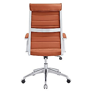 Modway Jive Ribbed High Back Tall Executive Swivel Office Chair With Arms In Terracotta