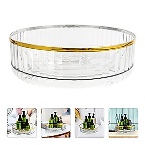 UPKOCH Turntable Organizer Rotating Condiment Rack Kitchen Cabinet Storage Container Cosmetic Makeup Organizers for Pantry Fridge Vanity Bathroom White Shelf Organizer