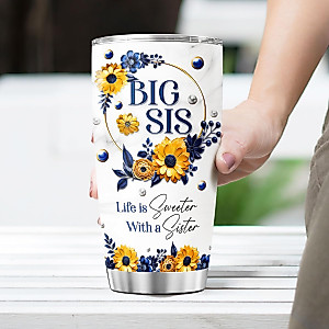 JENOIS Cups Soul From Sisters Tumblers, Sister Gifts, Sister Big Sis, Tumbler 20 Oz With Lid And Straw