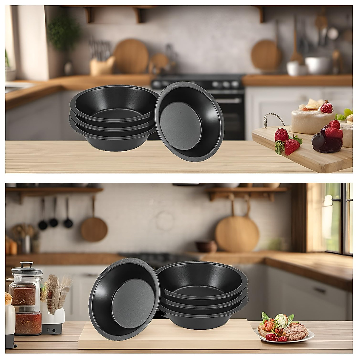 RHBLME 10 Pack Mini Pie Tins, 4 Inch Nonstick Small Pans, Carbon Steel Individual Pans for Baking Dessert, Fruit and Beef, Oven & Dishwasher Safe