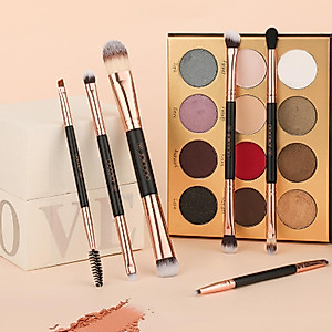 Docolor Double Sided Makeup Brushes, 6Pcs Double Ended Eyeshadow Brush Set Professional Eye Makeup Brushes Set Foundation Eyeshadow Blending Eyebrow Travel Make Up Brushes Kits