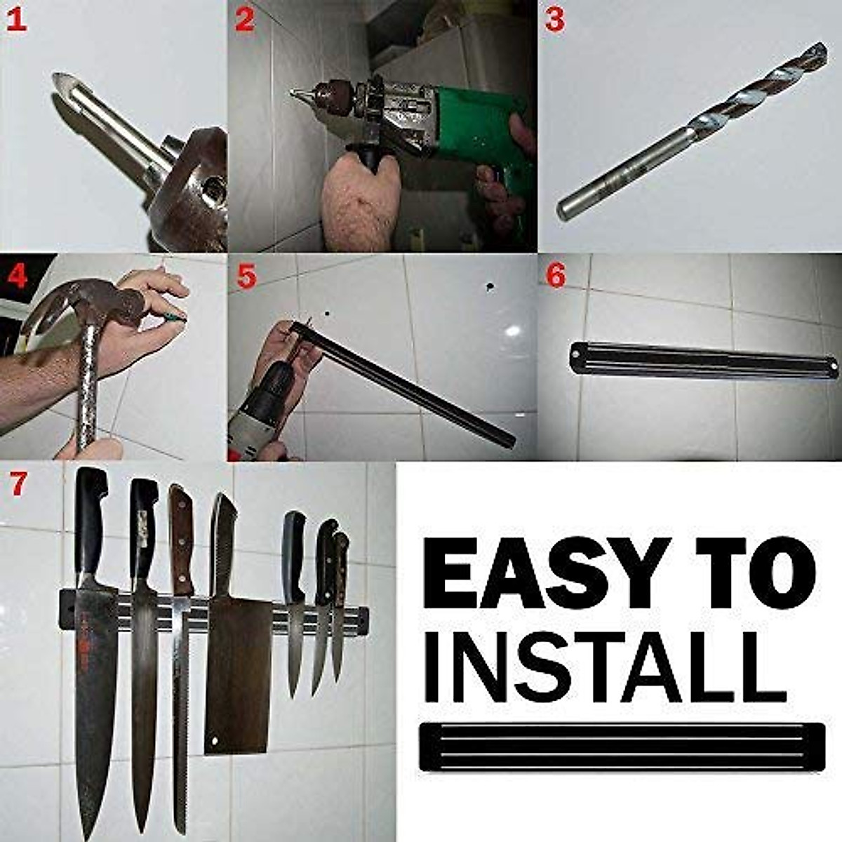 Magnetic Knife Holder 13 Inch Black, Storage Bar Strip | Multi-purpose Functionality Tool Magnet Rack Strip Bar Storage Wall Mount for Kitchen Knife Knives Tool Spoon Display Rack Organizer