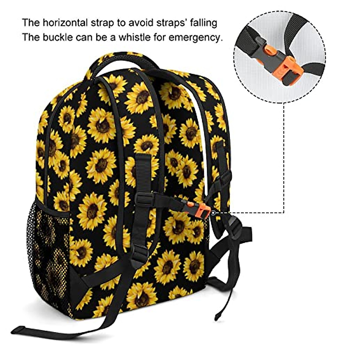 AllAnime Sunflower Backpack for Women Girls for School Work College Gifts