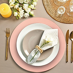 24 Pcs Plastic Charger Plates Round Dinner Chargers 13 Inch Chargers for Dinner Plates Disposable Charger Service Plates for Christmas Halloween Wedding Party Catering Event Decoration(Rose Gold)