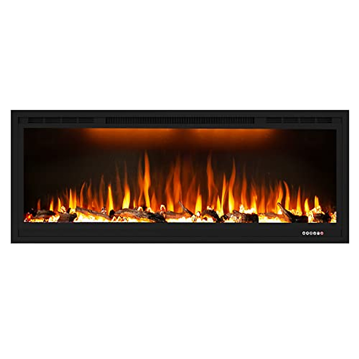 Dreamflame Electric Fireplace 42 inch, Recessed Wall Mounted Fireplace Heater, Linear in-Wall Fireplace, Logs & Crystal Options, 750/1500W, Black (42")