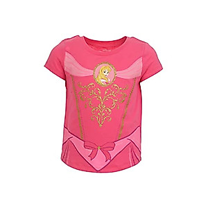 Disney Princess Little Girls 5 Pack Graphic T-Shirts Blue/Pink/Yellow 7-8