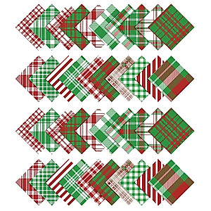 Soimoi 40Pcs Christmas Checks Print Precut Fabrics Strips Roll Up 1.5x42inches Cotton Jelly Rolls for Quilting - Red & Green