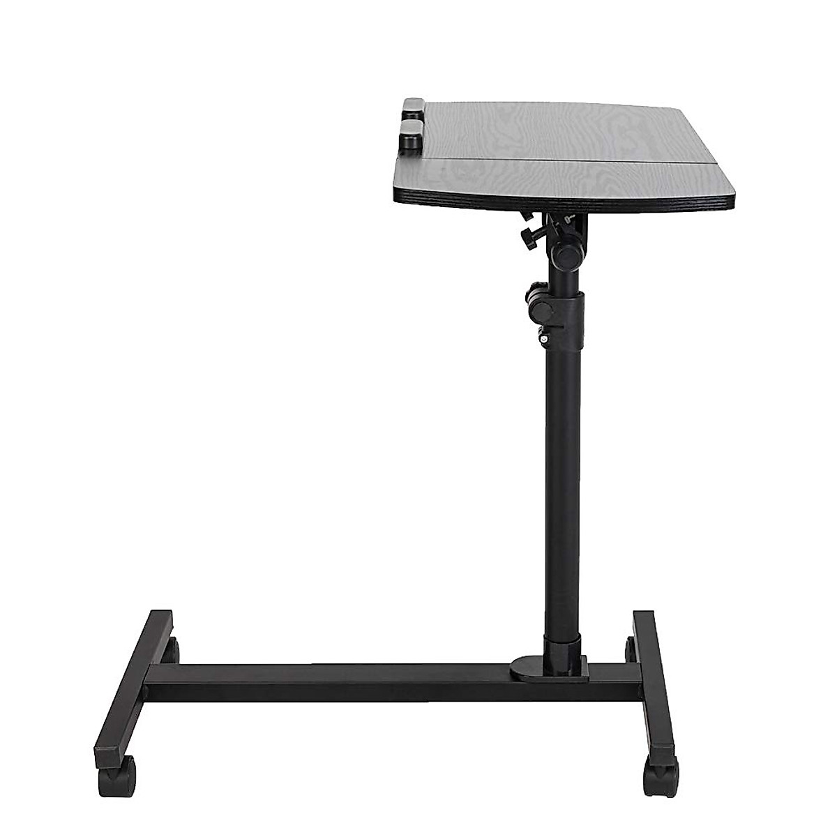 Black Mobile Standing Desk, Adjustable Rolling Desk, Portable Laptop Desk with Wheels, Overbed Bedside Table Laptop Table for Couch,Overbed End Table,Ver Bed Table with Wheels Adjustable 59x34x97CM