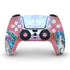 Head Case Designs Officially Licensed Ed Beard Jr Moon Song Wolf Moon Dragons Vinyl Faceplate Gaming Skin Decal Compatible with Sony Playstation 5 PS5 Disc Edition Console & DualSense Controller