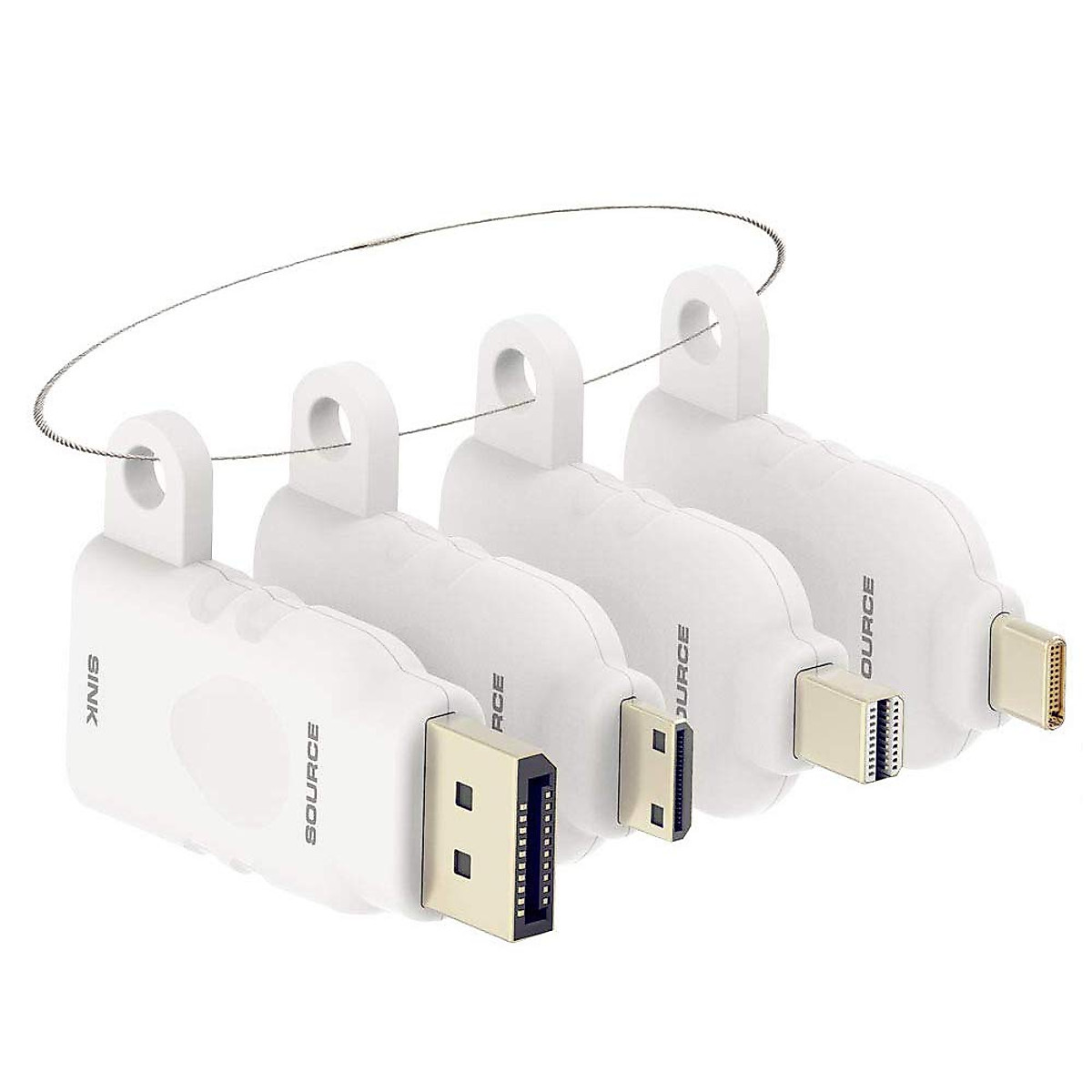 Universal HDMI Adapter Ring Kit with Security Loop-4K USB C, Displayport,Mini DP, Mini HDMI to HDMI Office Video Converter. Four Adapters with Key Security loop.Universal HDMI Adapter Kit, HDMI Ring