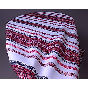 tablecloths for Rectangle Tables 60 x 120 Decorative Tablecloth with Ukrainian Ornament Weddfing plahta Ethnic White red Black 150x300 cm / 60"x120"