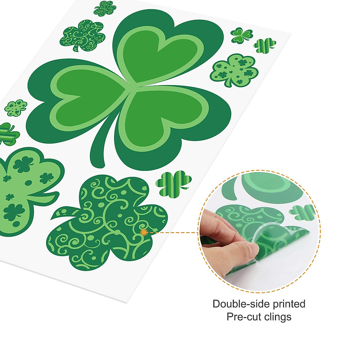 St Patricks Day Window Clings, Shamrock Stickers for St Patricks Day Decorations, 109 PCS Reusable Static Spring Window Clings Decor