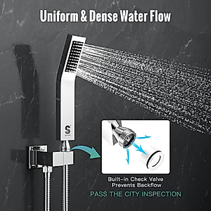 SR SUN RISE Ceiling Mounted Shower System with Push Button Diverter, Luxury 12 Inch Rain Shower Head with Handheld Spray, High Pressure Shower Faucet Combo Set with Rough-in Valve, Polished Chrome