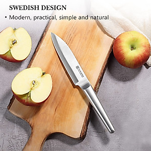 PAUDIN Kitchen Knife, High Carbon German Stainless Steel Chef Knives, Super Sharp Chef's Knife with Ergonomic Hollow Handle (Silver 5 inch)