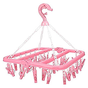 Clip and Drip Hanger, Multi-Function Clip and Drip Drying Rack, Household Tools Clothes Drying Racks for Socks for Underwear(Pink)
