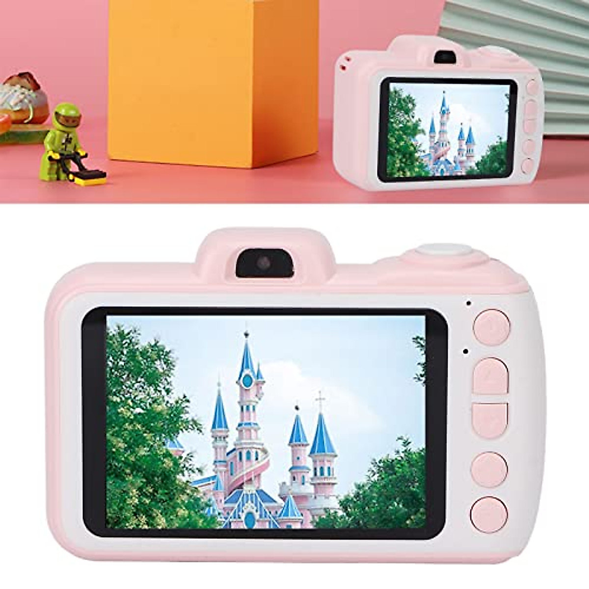 Luqeeg Kids Cartoon Camera, 20MP Children Digital Camera with 3.5In HD Screen, Support Timing Function with 1000mAh Lithium Battery 2000W PX Front and Rear Dual Cameras Design for Home Use