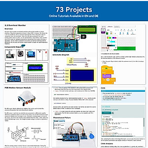 SunFounder Project The Most Complete Electrnoics Starter Kit Compatible with Arduino Mega 2560 R3 Mega328 Nano, 73 Tutorials Included