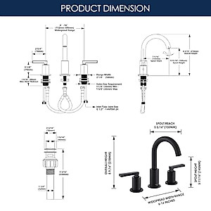 Roffenny 8 inch Widespread Bathroom Faucets, 2-Handle Matte Black Bathroom Sink Faucets for Sink 3 Holes, 360 Degree Swivel High-Arc Spout, 8 in Spread Bath Vanity Sink Faucet, with Pop Up Drain