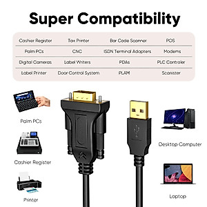 CableCreation 3.3 Feet USB to RS232 Serial Cable with Prolific PL2303 Chip, DB9 Adapter for Windows 11,10, 8.1, 8,7, Linux, Mac OS, 1M /Black