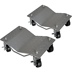 2 Pack Silve 6"x12" Car Wheel Dolly 3000 lbs Load Capacity, Heavy Duty Carbon Steel, Antiskid Plate, 360 Degree Rotatable Wheels Car Dolly (2)