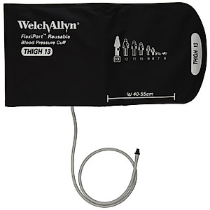 Welch Allyn REUSE-13-1TP FlexiPort Reusable Blood Pressure Cuffs with One-Tube Tri-Purpose Connectors, Thigh, Size 13