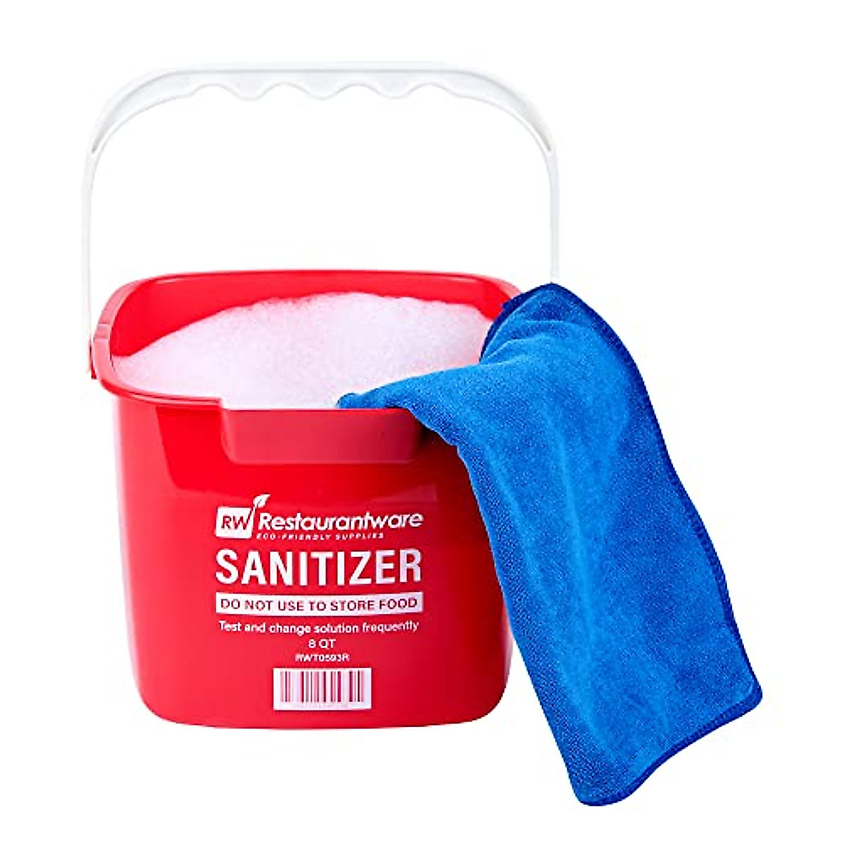 Restaurantware RW Clean 8 Quart Cleaning Bucket 1 Detergent Square Bucket - With Measurements Built-In Spout And Handle Red Plastic Utility Bucket For Home Or Commercial Use