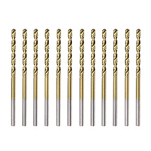 uxcell 2.2mm Drill Bits High Speed Steel Straight Shank 52mm Length Twist Drill Bit Fully Ground Titanium Coated 12 Pcs