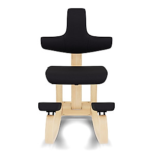 Varier ThatSit Balans Adjustable Ergonomic Kneeling Chair with Backrest (Black Revive Fabric with Natural Base)