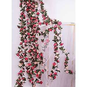 Miracliy 16 Pack 131 FT Flower Garland Decorations Plastic Artificial Flowers for Wedding Decoration Photo Booth Backdrop