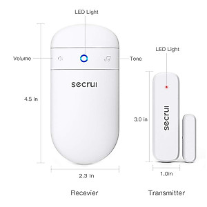 SECRUI Door Chime, Door Sensor Chime with Adjustable Volume, Easy Installation, 400ft Range, 52 Chimes, M508+D7 Door Open Chime for Business/Home When Entering, White