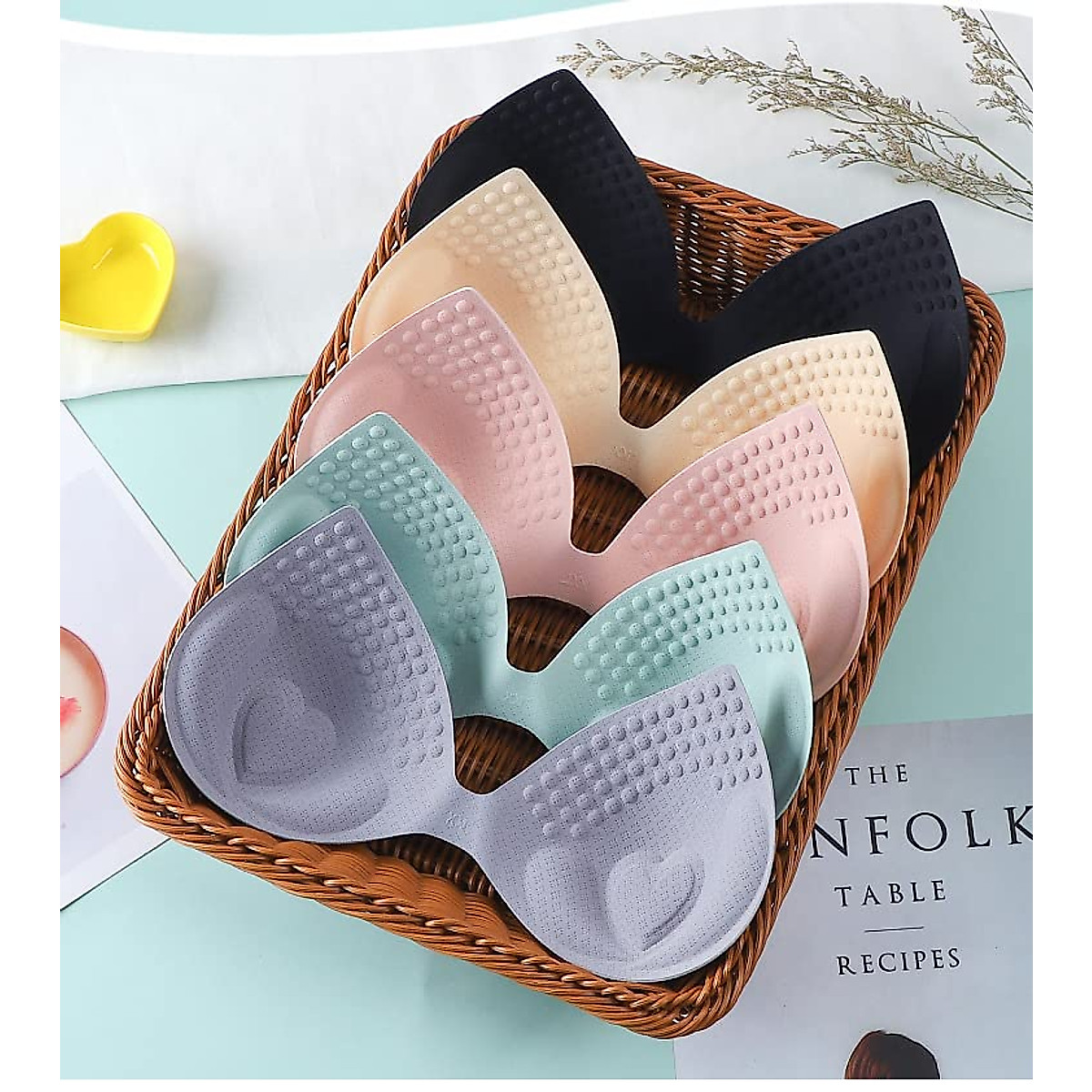 3D Cups for Bras for Women One Piece Seamless Sports Bra Pads Insert Pushup Bra Pads Removable Bra Cups for Replacement, 2 Pack/Pink+Green