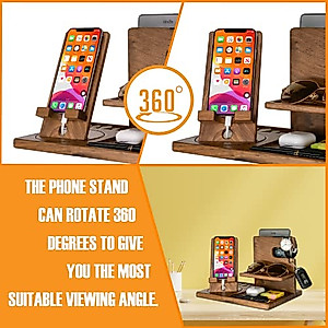 Personalized Engraved Police Officer Graduation Gifts - Custom Wooden Rotating Swivel Stand, Handmade Desk Organizer for Dad, Husband Gift Ideas for Police Academy Grad