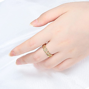 YKYLHSYXR Chain Link Rings,Trendy Cuban Link Ring, Minimalist Figaro Link Ring, Personality Anchor Link Ring, Open Adjustable Size with Jewelry Box for Women Men