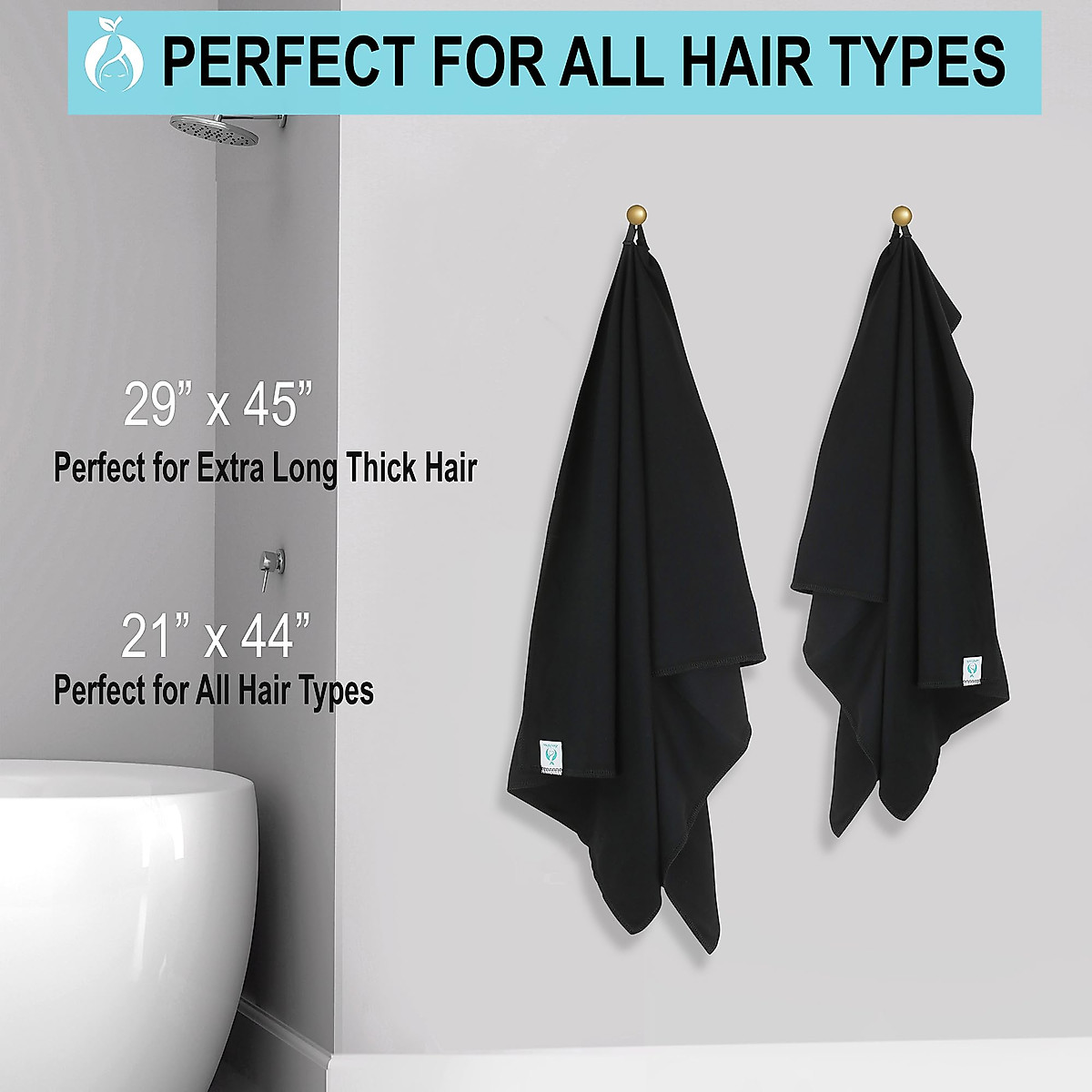 Hair RePear Anti Frizz Premium Cotton Hair Towel Enhances Healthy Natural Hair - Plop Wrap Scrunch Curly Wavy or Straight Hair -Extra Long Thick Hair