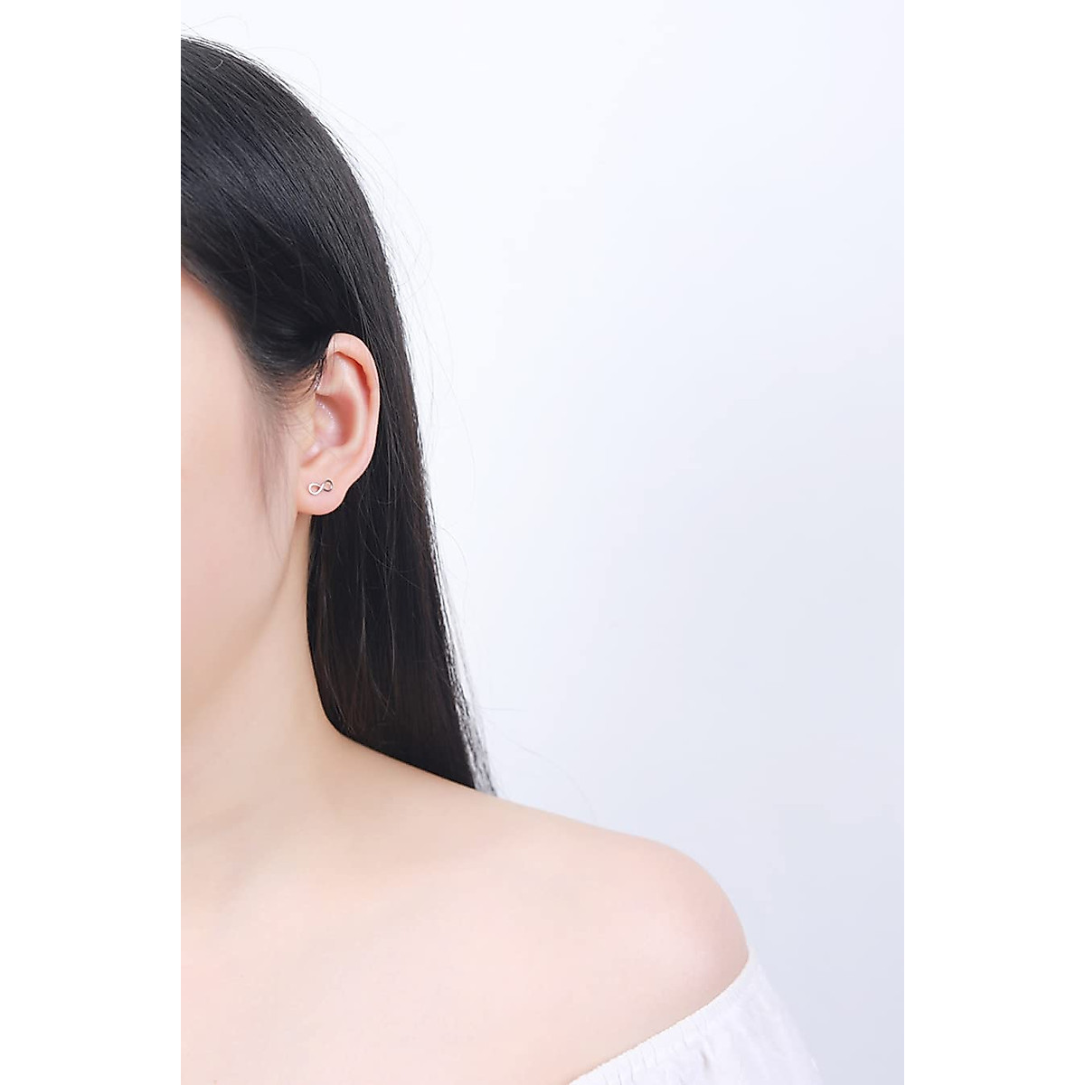 Minimalist Infinity Tiny 925 Sterling Silver Cartilage Tragus Small Stud Earrings for Women Sensitive Ears Cute Mini Huggie Post