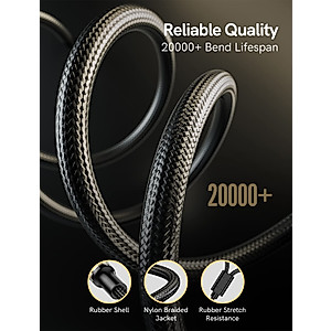 VIOY 1/8 to 1/4 Stereo Cable (6ft/2m), 3.5mm 1/8'' TRS to Dual 6.35mm 1/4" TS Mono with Brass Plating Housing Braided Audio Breakout Cable for Phones, Amp, Mixer, CD Players, Home Stereo Systems……