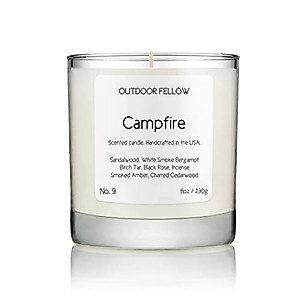 Outdoor Fellow | Campfire Scented Candle | 40+ Hour Burn Time | Coconut & Apricot Wax Blend | Luxury Jar Candle for Home (8oz)