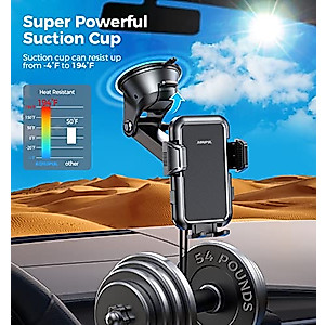 ADIUPUL Car Phone Holder Mount, Phone Mounts for Car (Bumpy Roads Friendly) 3 in 1 Universal Car Mount, Easy Clamp Hands Free Universal Fit for Dashboard Windshield Vent iPhone Samsung and More Phones