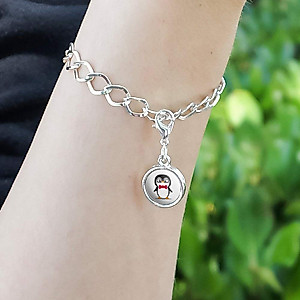 GRAPHICS & MORE Cartoon Penguin with Bow Tie and Glasses Antiqued Bracelet Pendant Zipper Pull Charm with Lobster Clasp