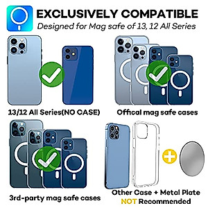 Quarble Ultimate Stable Air Vent Car Mount Holder Compatible with Magsafe Case iPhone 14 13 12/Pro/Pro Max/Mini (Wearing No Case or Magsafe Case) 360° Adjustable No Metal Plate Needed