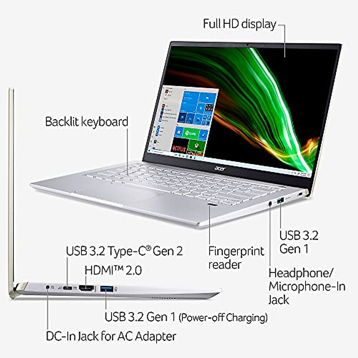 Acer Swift X SFX14-41G-R1S6 Creator Laptop | 14" Full HD 100% sRGB | AMD Ryzen 7 5800U | NVIDIA RTX 3050Ti GPU | 16GB LPDDR4X | 512GB SSD | Wi-Fi 6 | Backlit KB | Amazon Alexa | Windows 10 Home